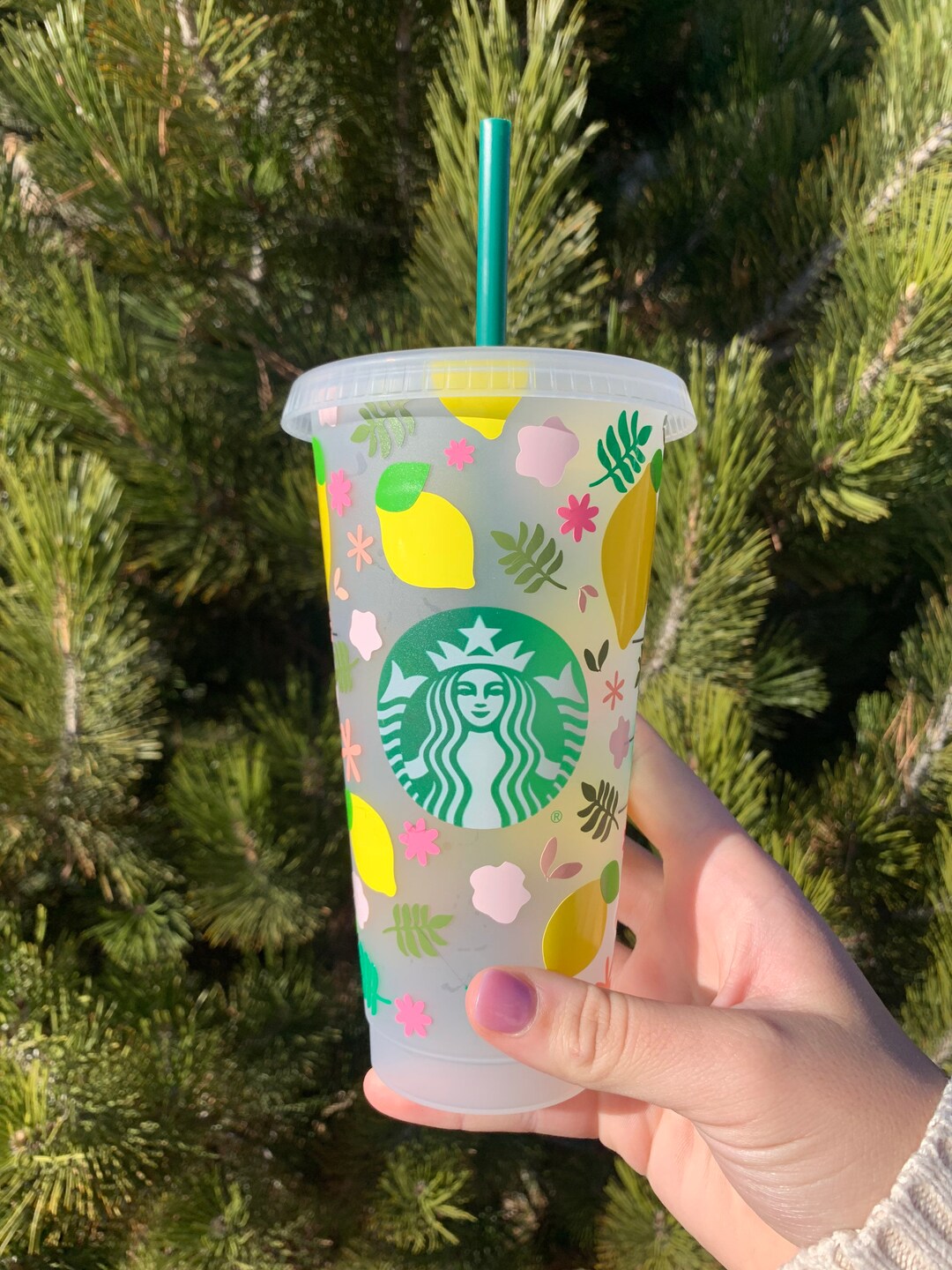 The Maddo Cup, Trendy Lemon Cup With Multicolor Flowers and Leaves ...