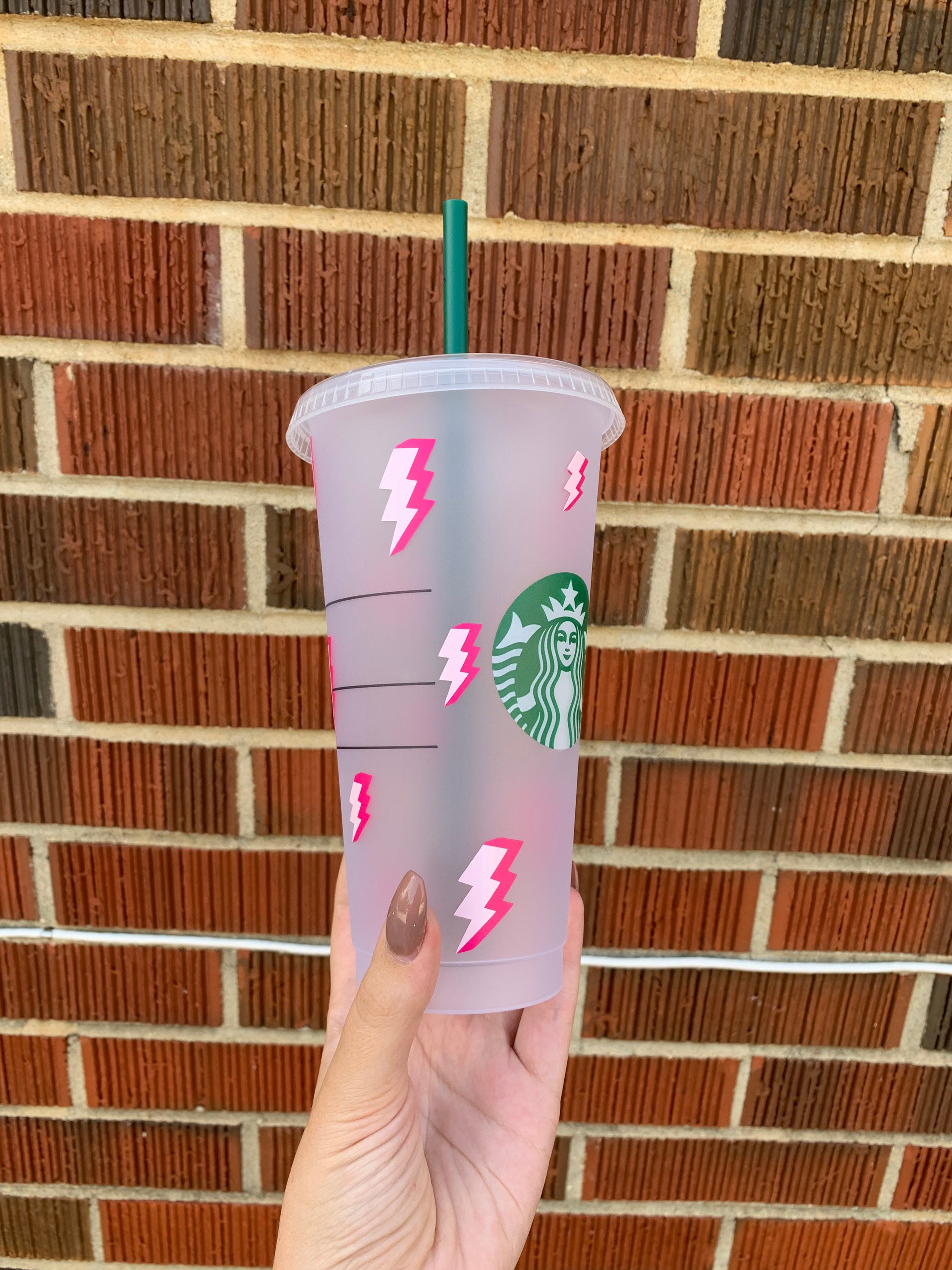 Drop Shadow Lightning Bolt Starbucks Cup Two Toned Trendy Cup - Etsy