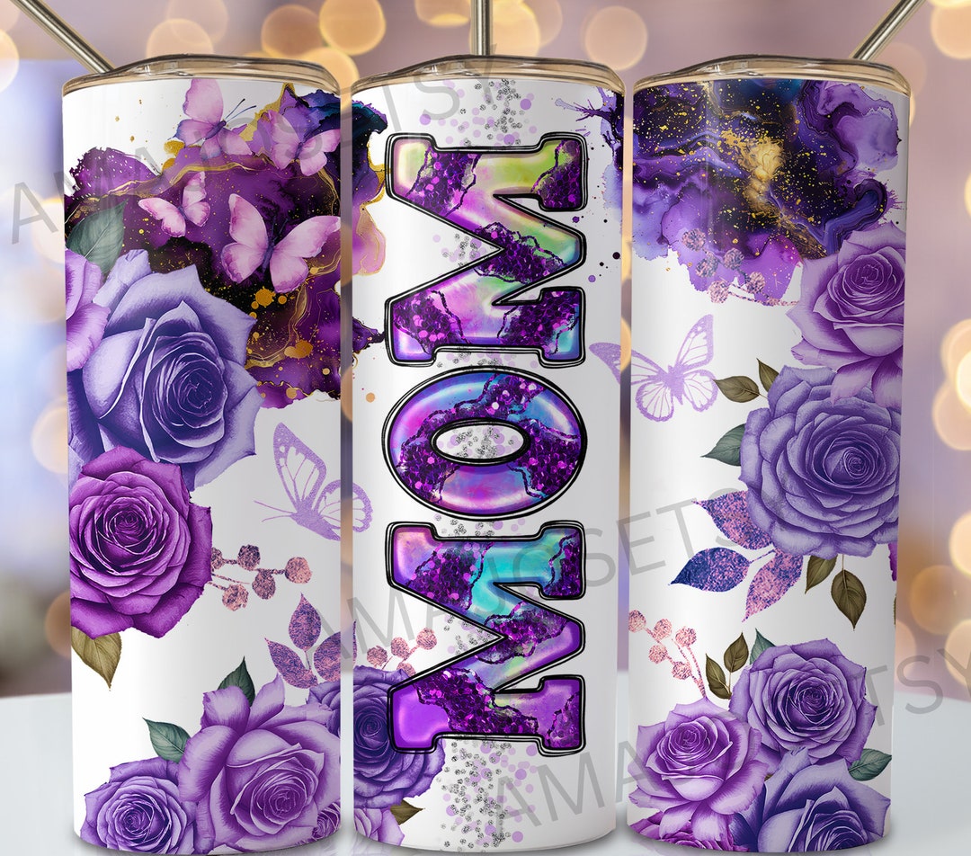 Mom Tumbler, Mothers Day Gift, Purple Floral Mom Tumbler - Etsy