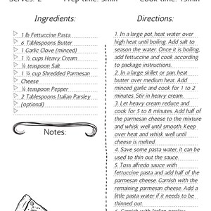 Editable Printable Italian Recipe Card Template - Etsy