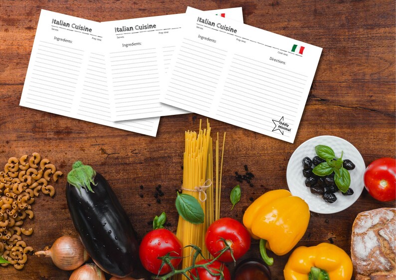 Editable Printable Italian Recipe Card Template Horizontal - Etsy
