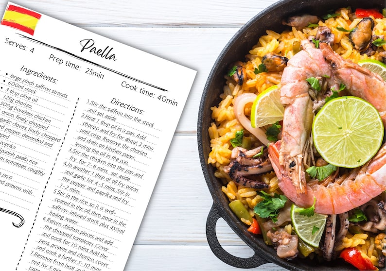 Editable Printable Spanish Recipe Card Template - Etsy