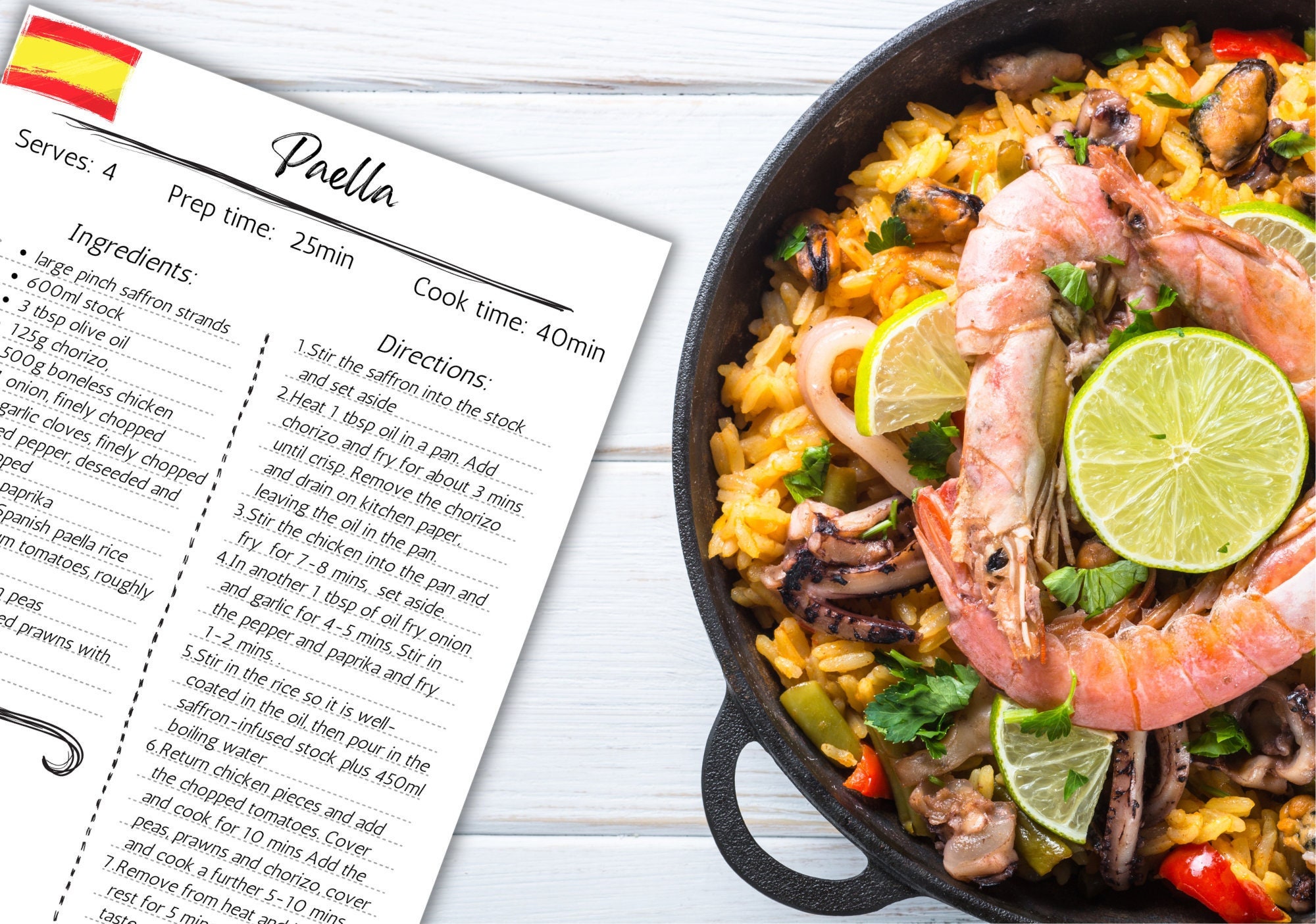 Editable Printable Spanish Recipe Card Template - Etsy