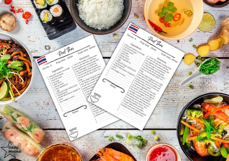 Editable Printable Thai Recipe Card Template - Etsy UK