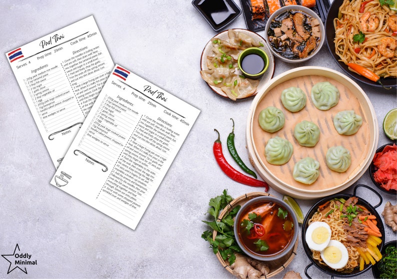 Editable Printable Thai Recipe Card Template - Etsy UK