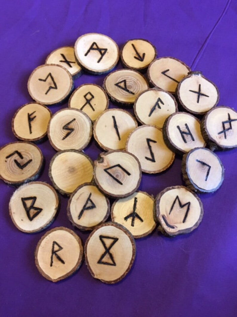 Wooden Runes wood Norse Runes. Viking Runes With Bag and - Etsy UK