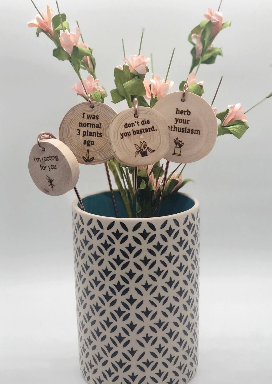 Funny Plant Pun Markers: Wood Burned Garden Stakes - Set of 4 - Etsy