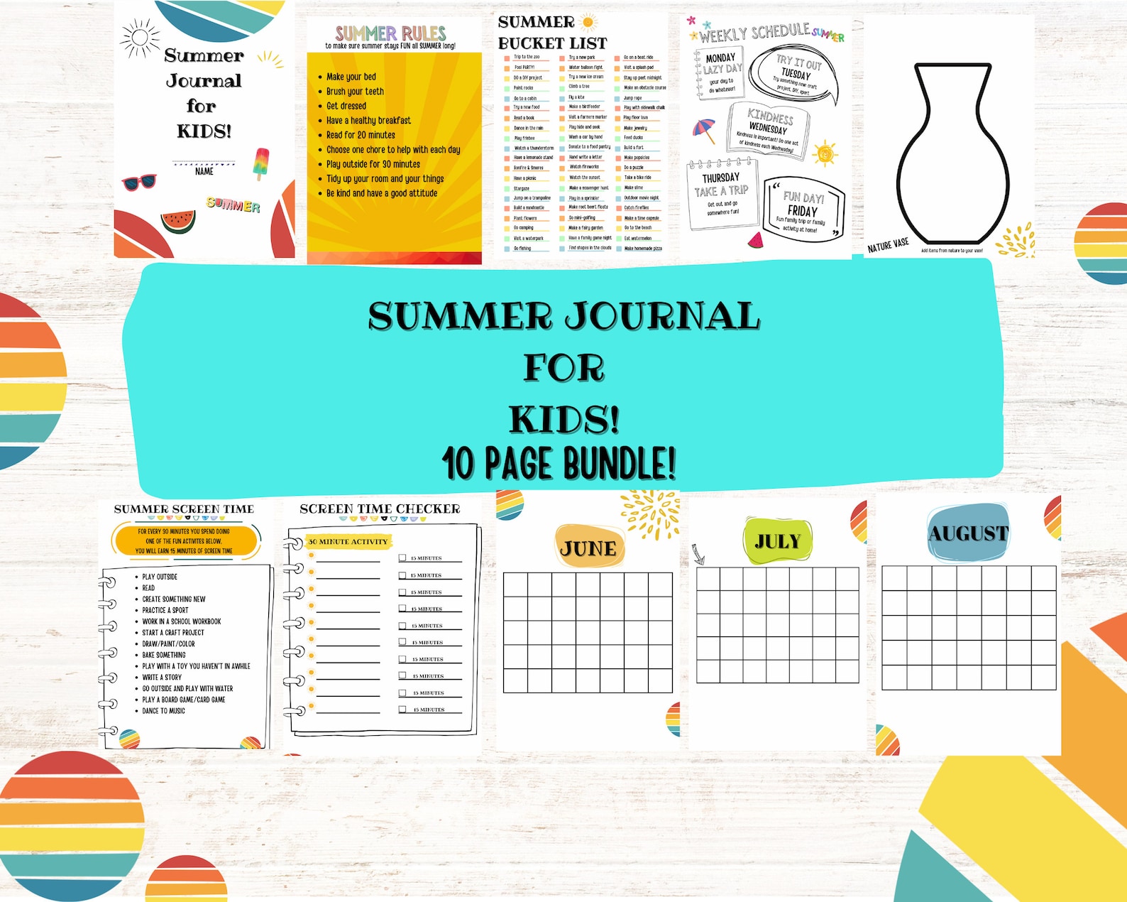 Summer Journal for Kids BUNDLE Digital Download Bucket - Etsy