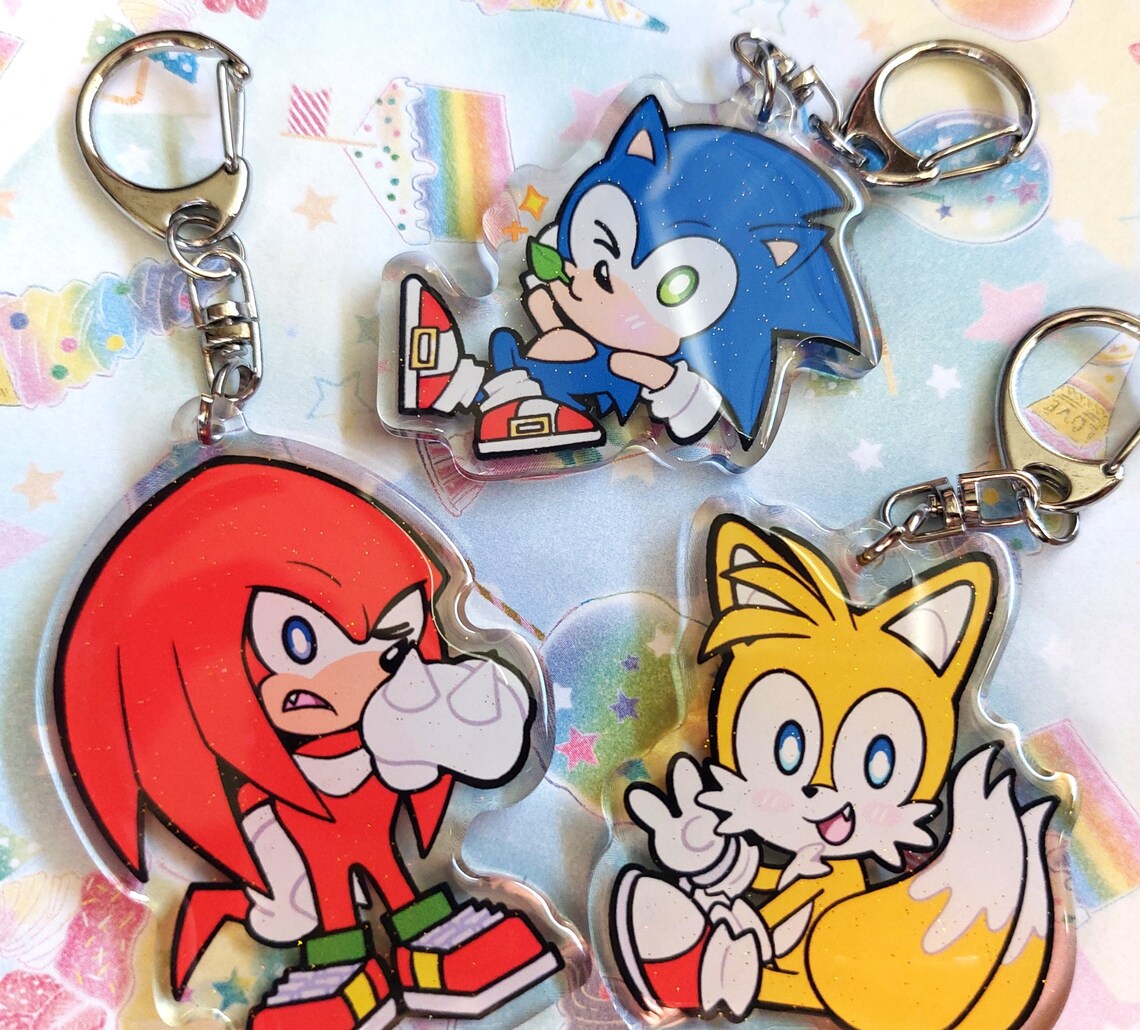 Sonic Epoxy Glitter Charms - Etsy