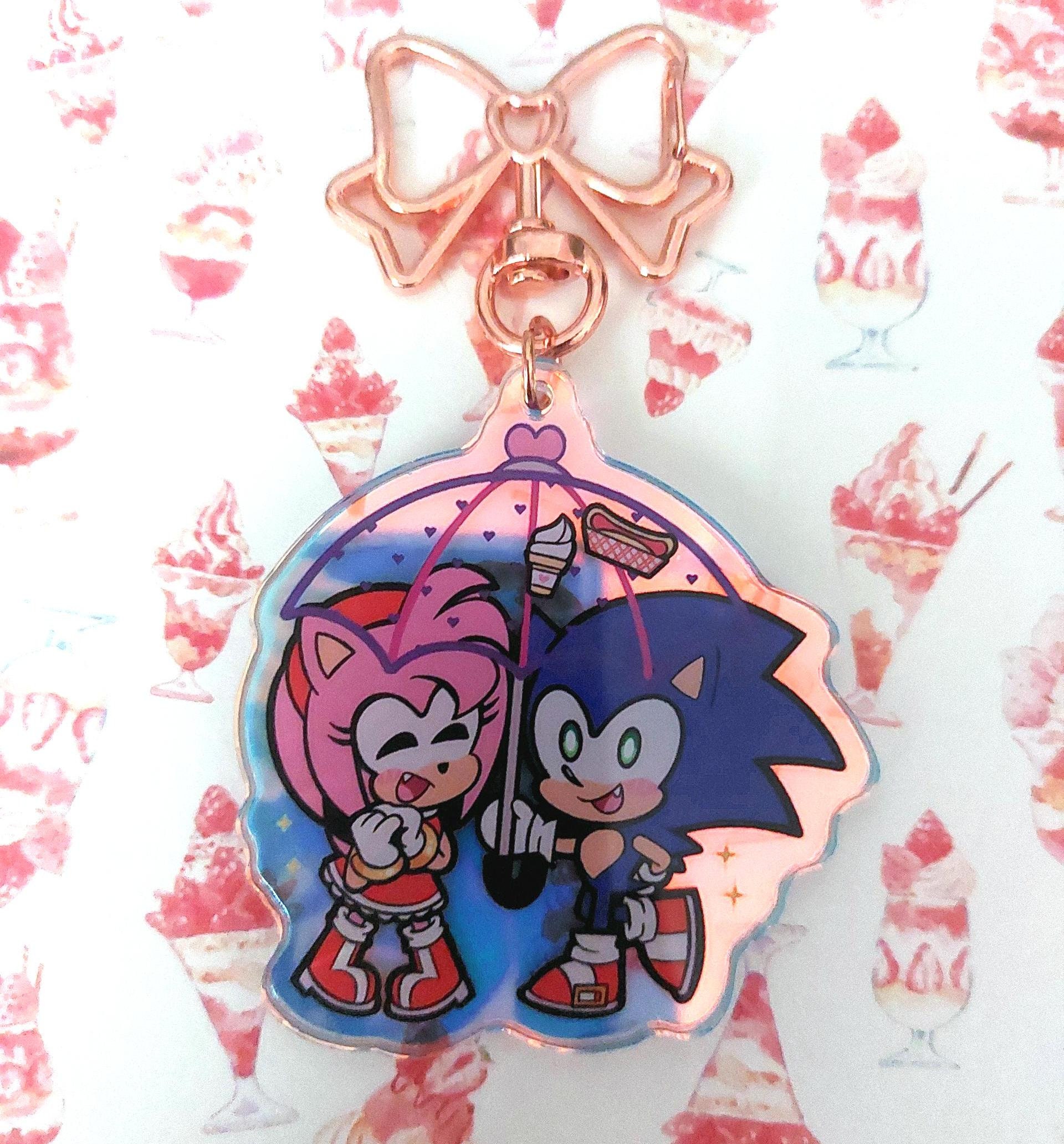 Sonic & Amy Iridescent Charm - Etsy