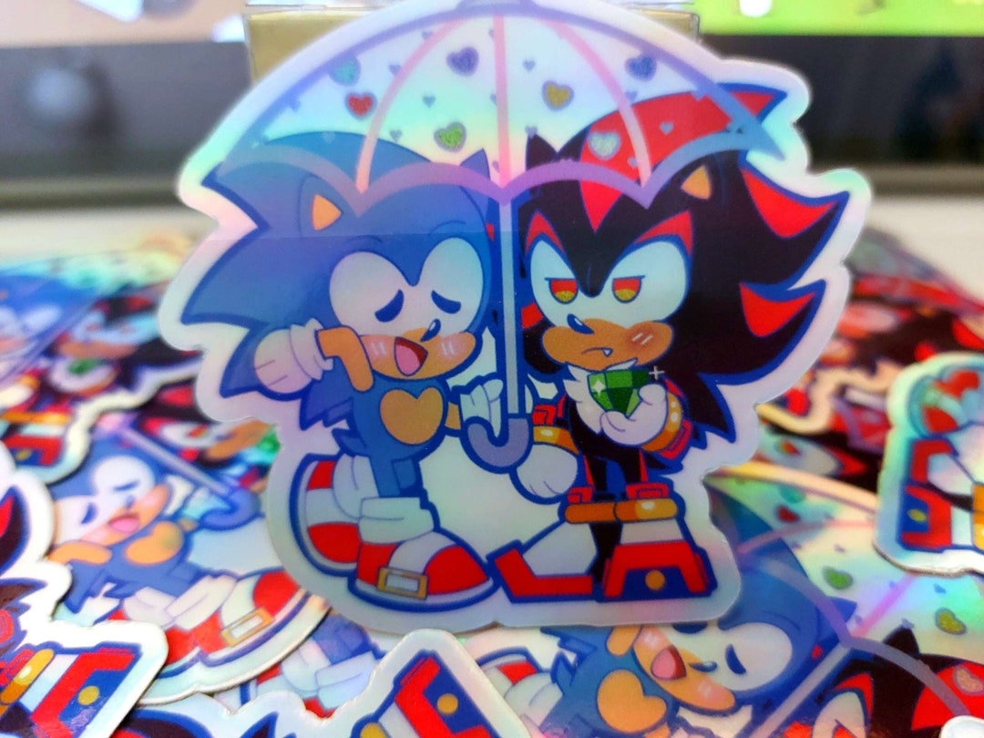 Holographic Sonic & Shadow Sticker - Etsy