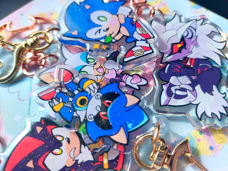Sonic Epoxy Glitter Charms - Etsy