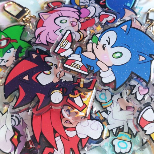 Sonic Acrylic Glitter Charms - Etsy