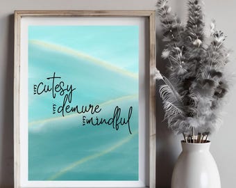 Very Cutesy Demure Mindful Digital Print; Pink Mauve Gold Watercolor ...