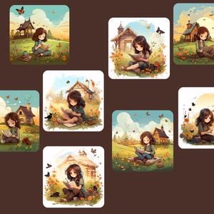 8 Journal Girl Vinyl Sticker Set 1, Junk Journal Stickers, Planner ...