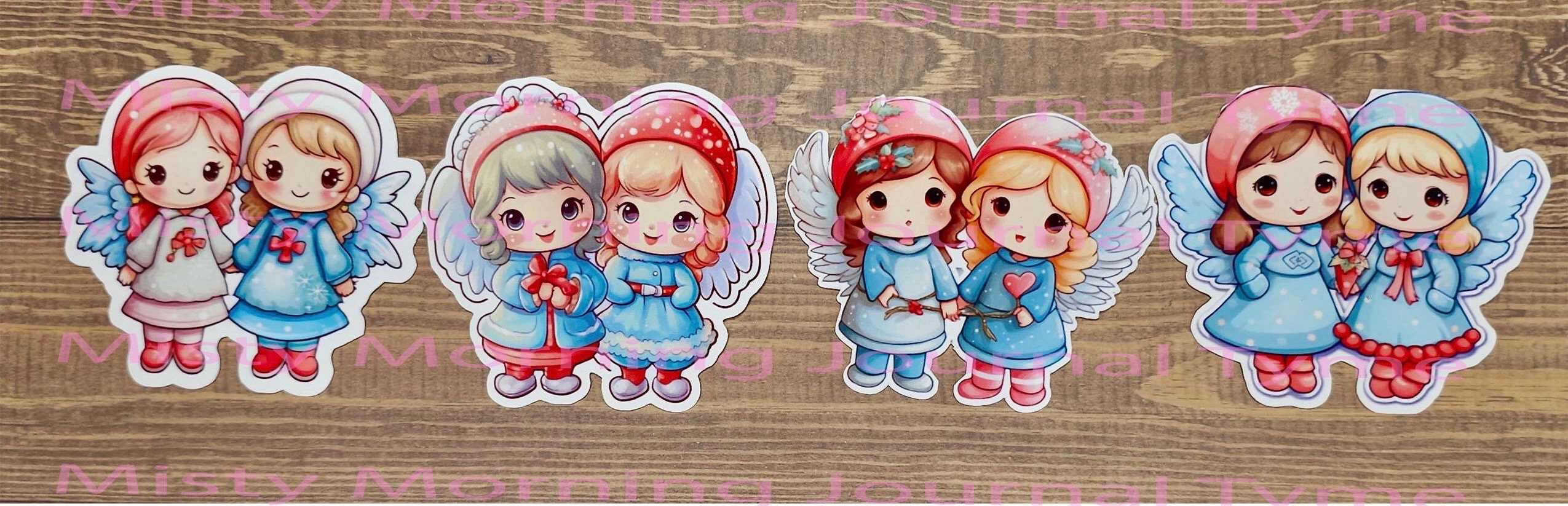 18 Christmas Angel Girls Set 1 Vinyl Sticker Set 1, Junk Journal ...