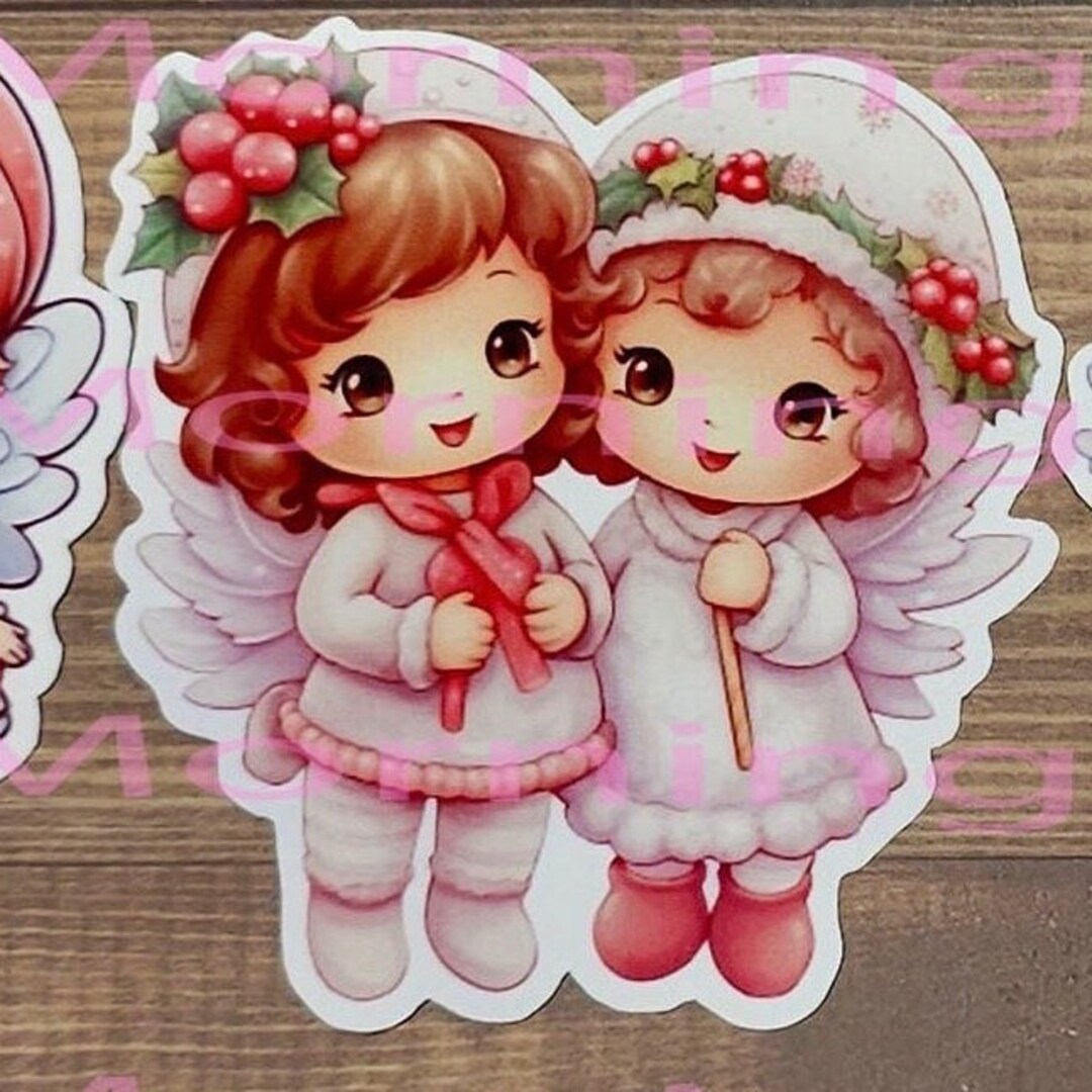 18 Christmas Angel Girls Set 1 Vinyl Sticker Set 1, Junk Journal ...