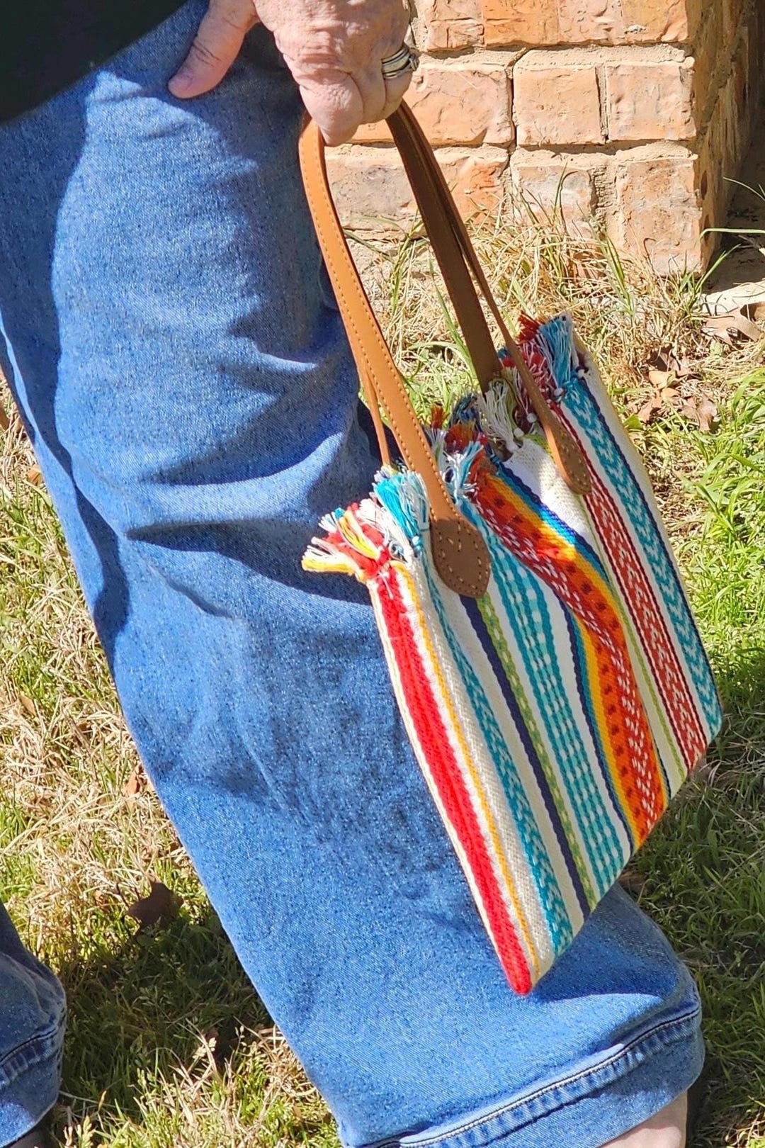 Handmade Fun Aztec Design Medium Tote Bag, Bookbag, Bible or Tablet ...