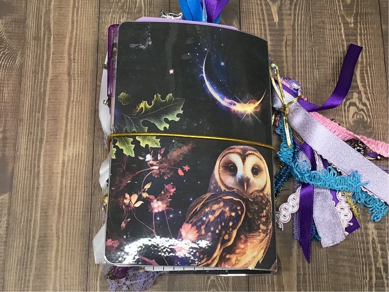 Handmade Laminated beautiful Owls Mini Journal / Travelers Notebook ...