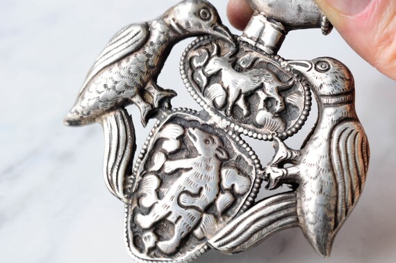 Antique Large Tibetan Repousse Sterling Silver Turquo… - Gem