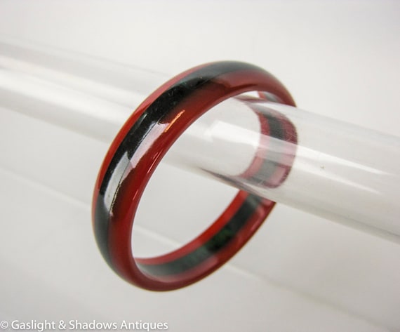 Red and Blue Bakelite Laminated Bracelet Bangle by Do… - Gem