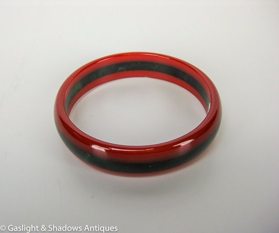 Red and Blue Bakelite Laminated Bracelet Bangle by Do… - Gem