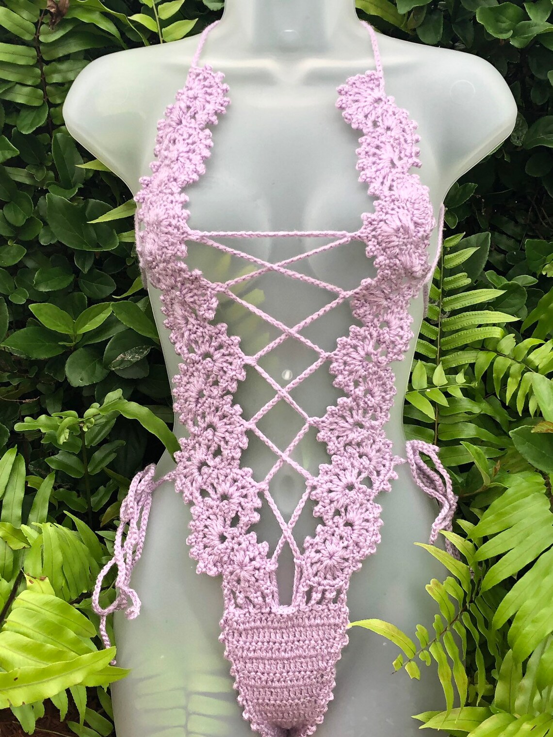 Sexy One Piece Crochet Monokini Lilac Onepiece Etsy