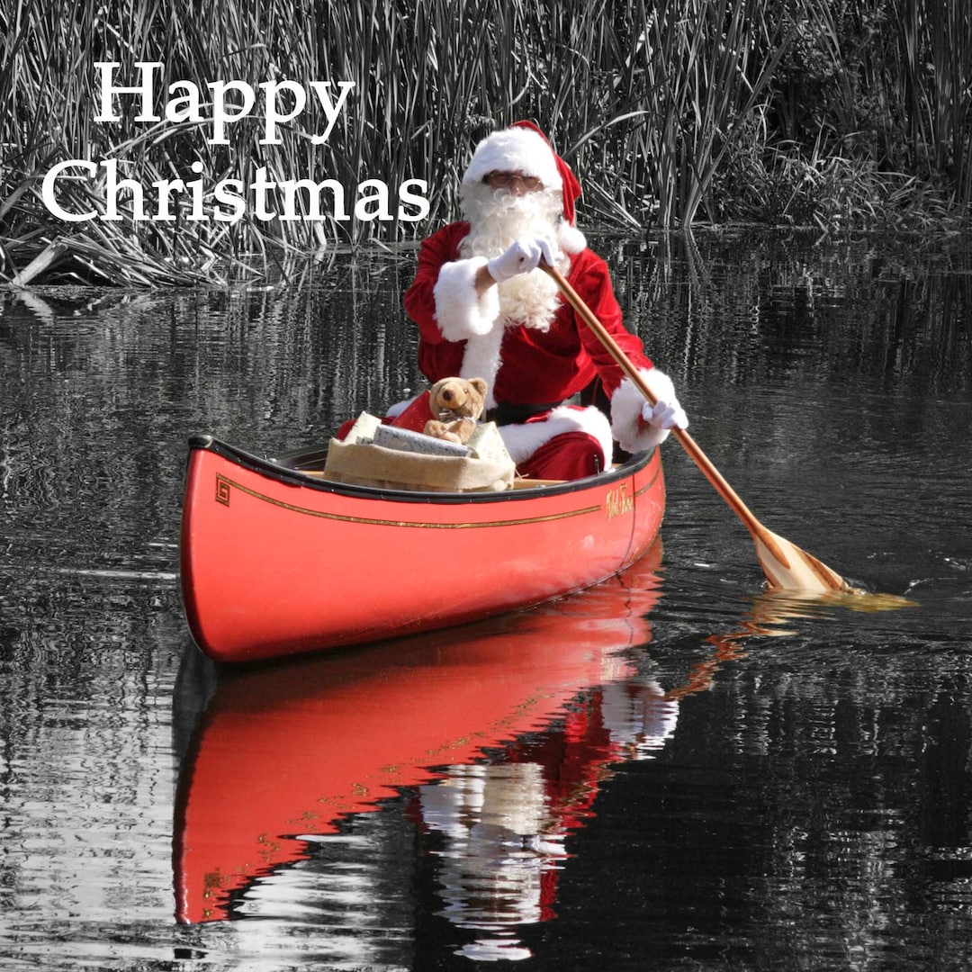 Father Christmas in a Canadian Canoe (620) - Etsy