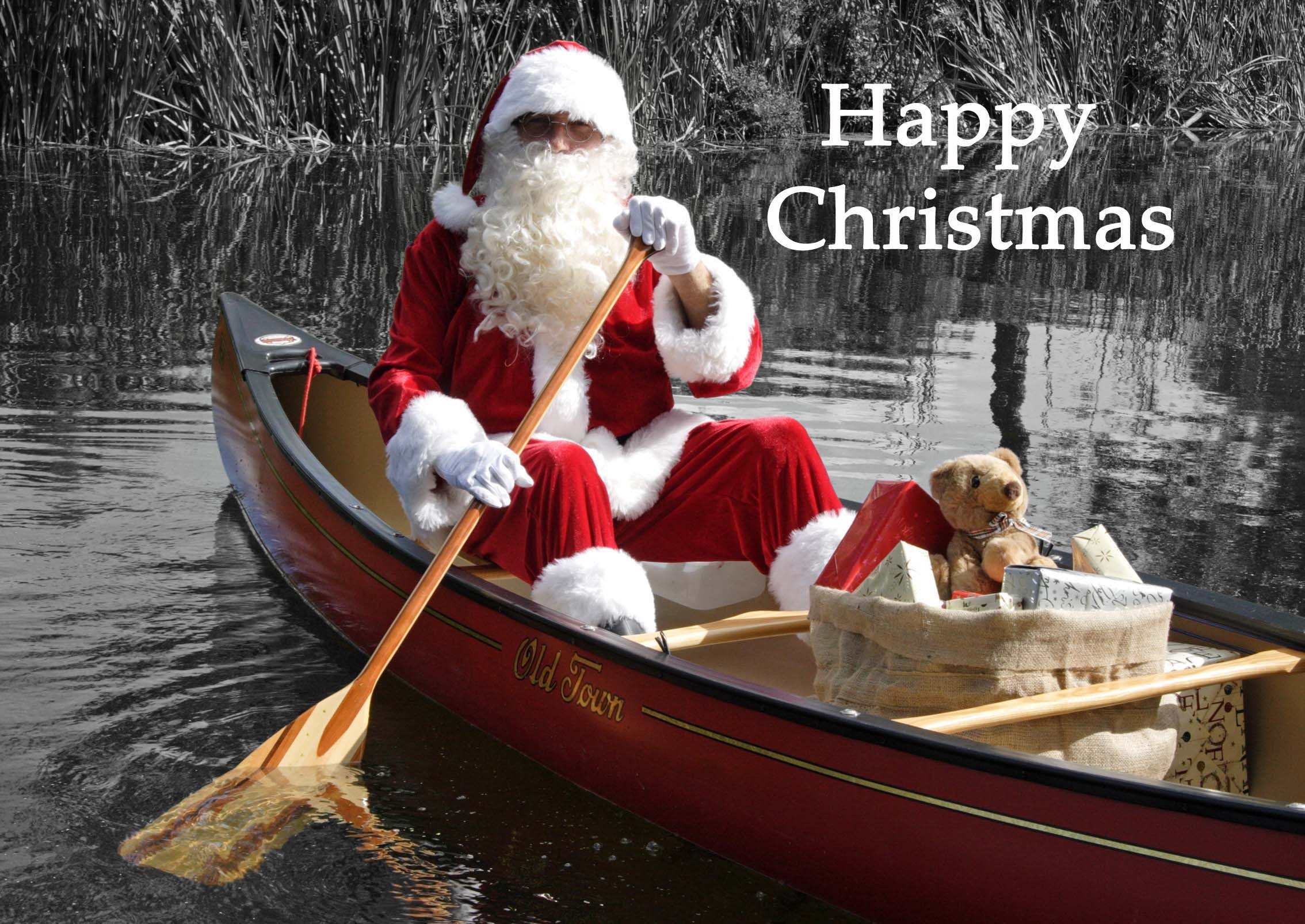Christmas Card. Father Christmas in a Canadian Canoe (623) - Etsy UK