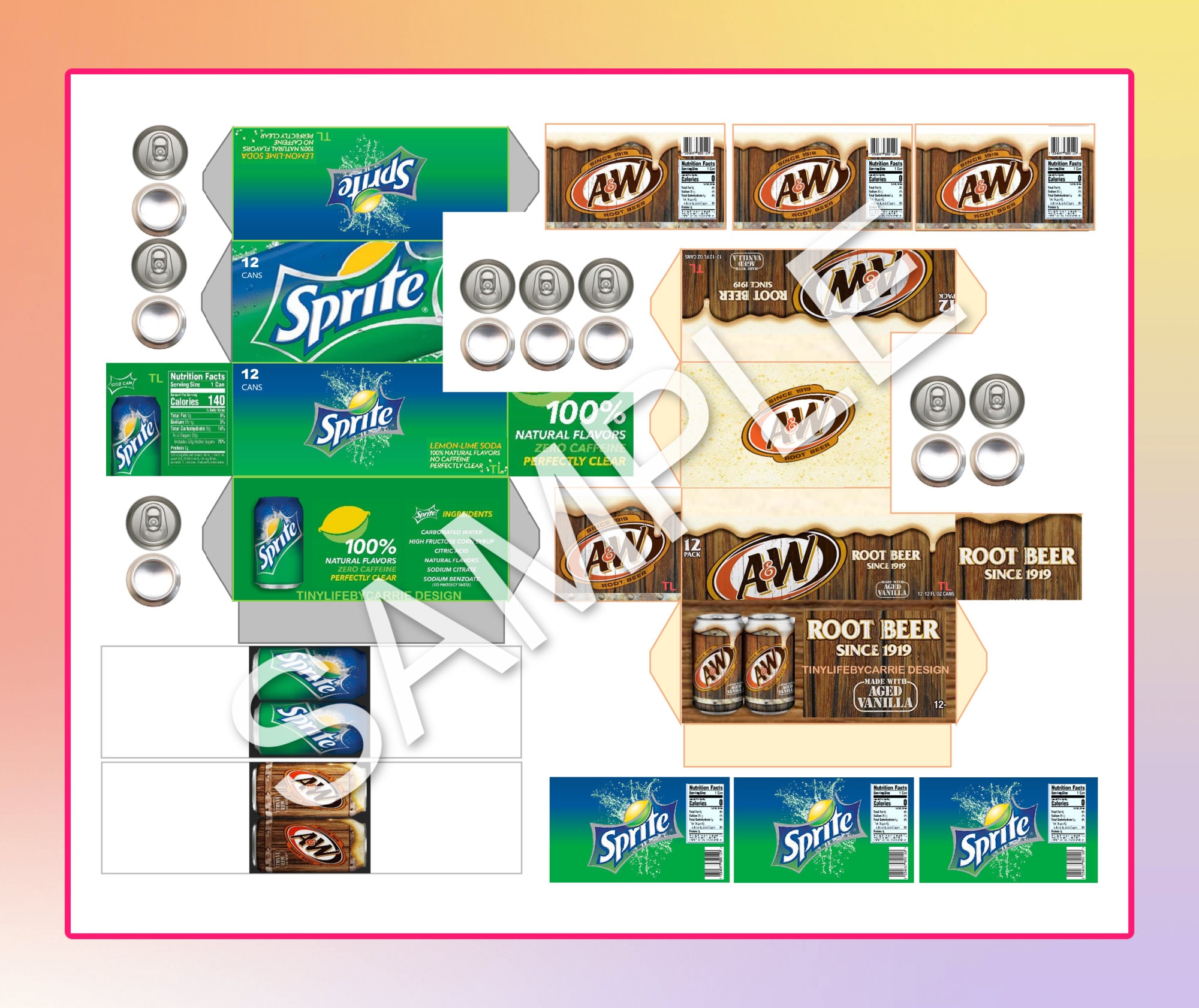 PRINTABLE Soda Boxes and Soda Cans for 1:3 Scale Dolls can Be | Etsy