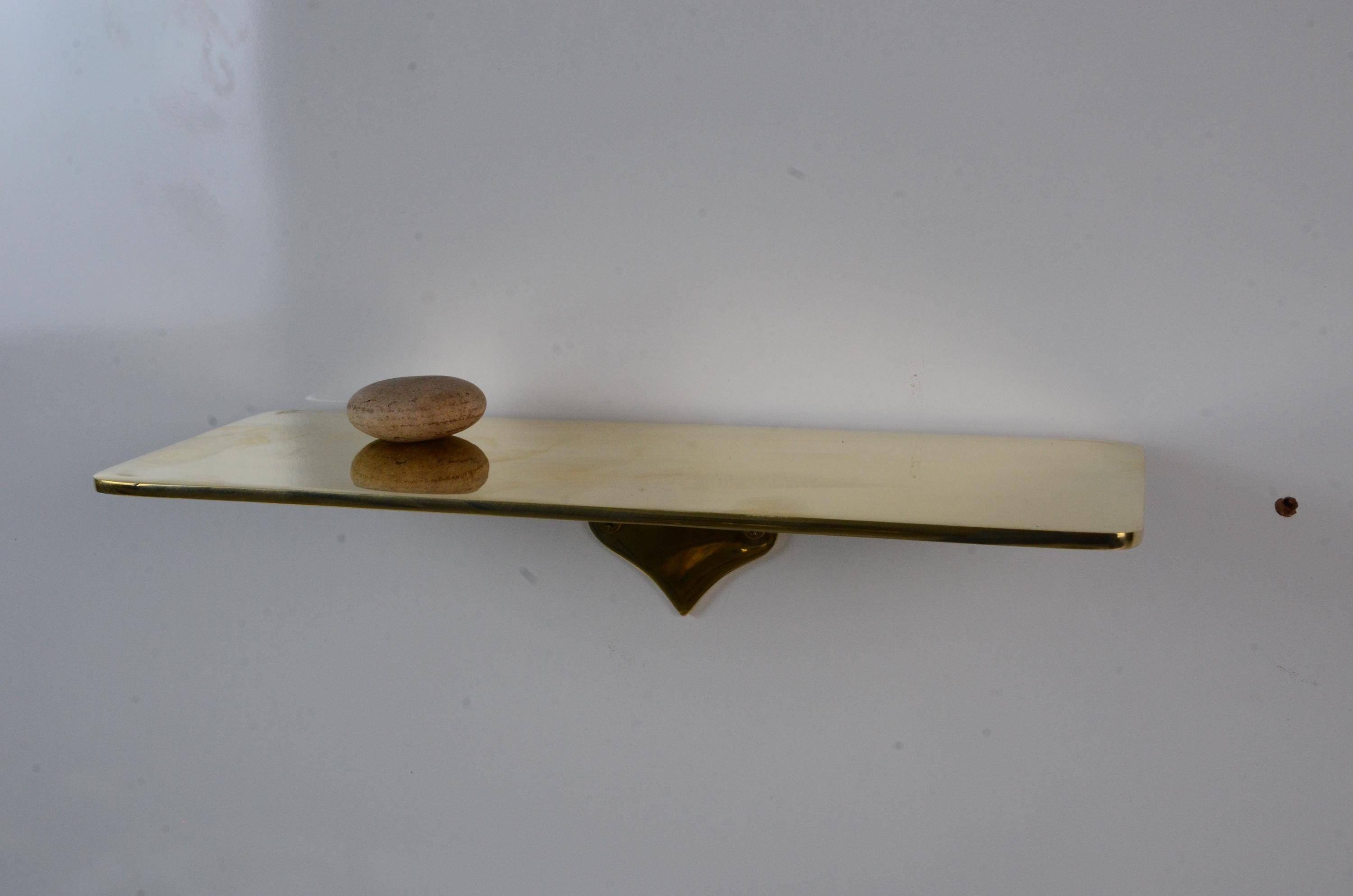 Unlacquered Brass Floating Shelf, Handcrafted Brass Shelving, Solid ...