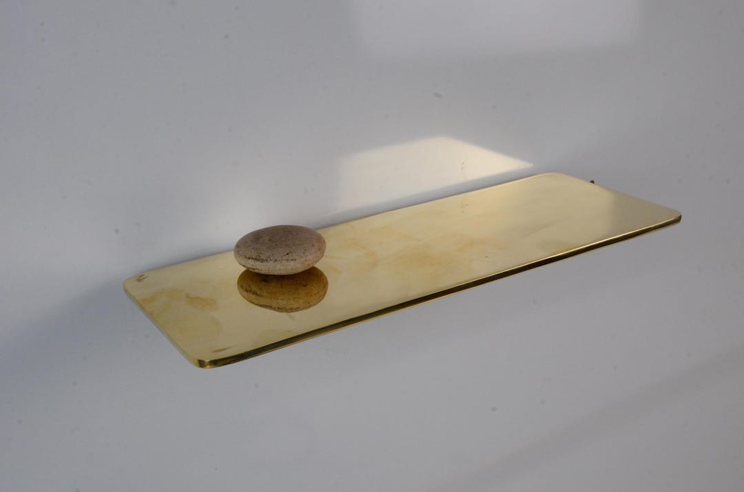 Unlacquered Brass Floating Shelf, Handcrafted Brass Shelving, Solid ...