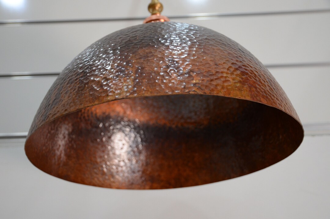 Handcrafted Copper Pendant Light Dome Shaped, Rustic Elegance for Your ...