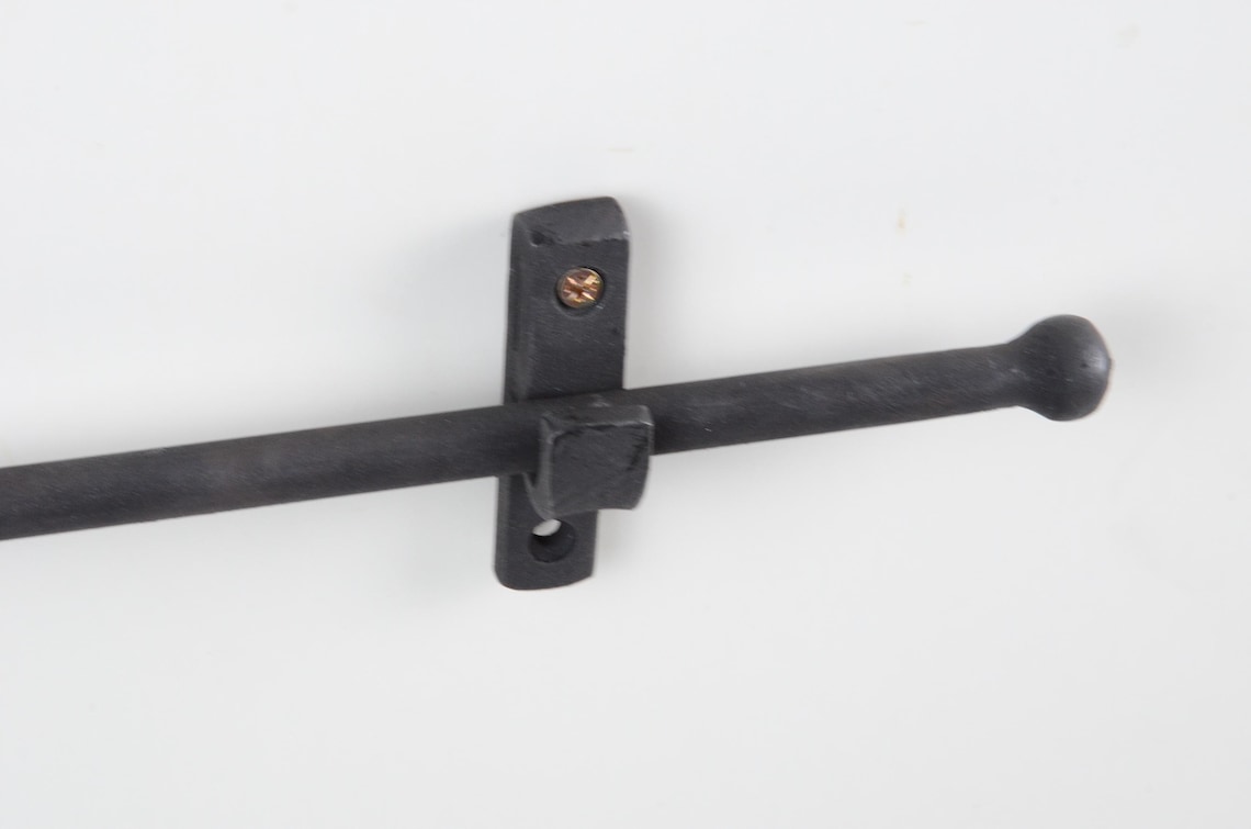 Wrought Iron Curtain Rod, Long Width Curtain Holder, Black Wrought Iron ...