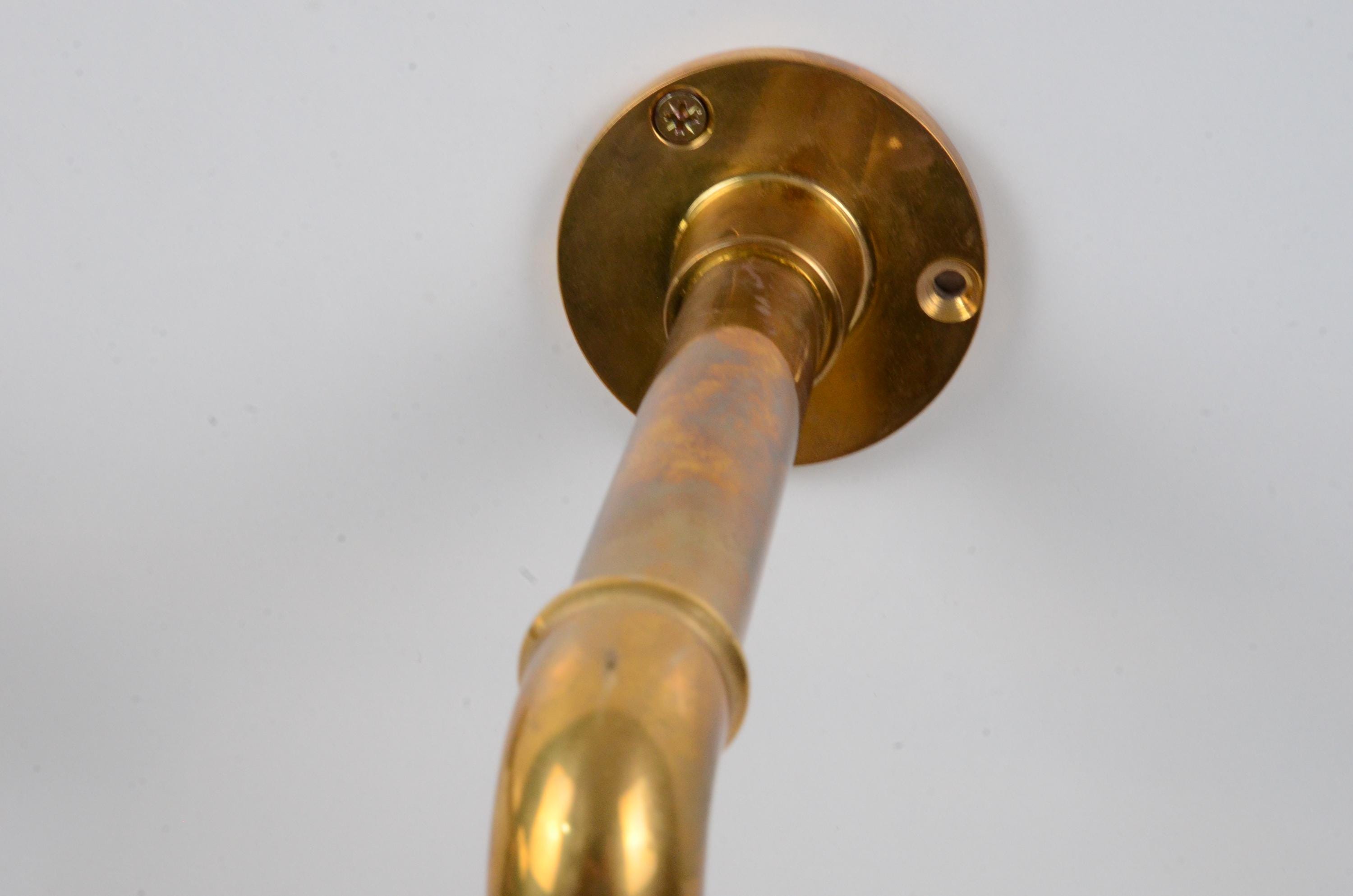 Handmade Unlacquered Brass Wall Mount Clothes Rack, Laundry Hanging Rod ...