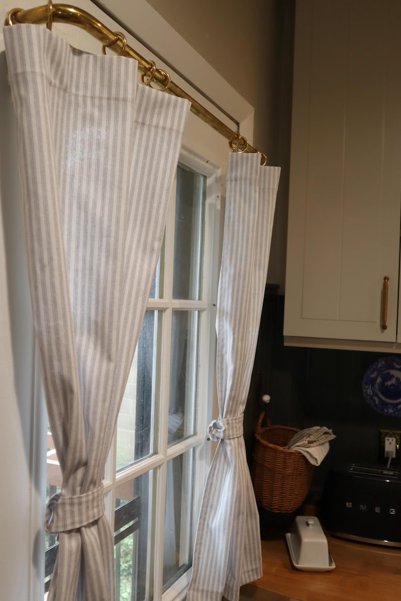 Solid Brass Curtain Rod, French Return Holder With Rings - Etsy
