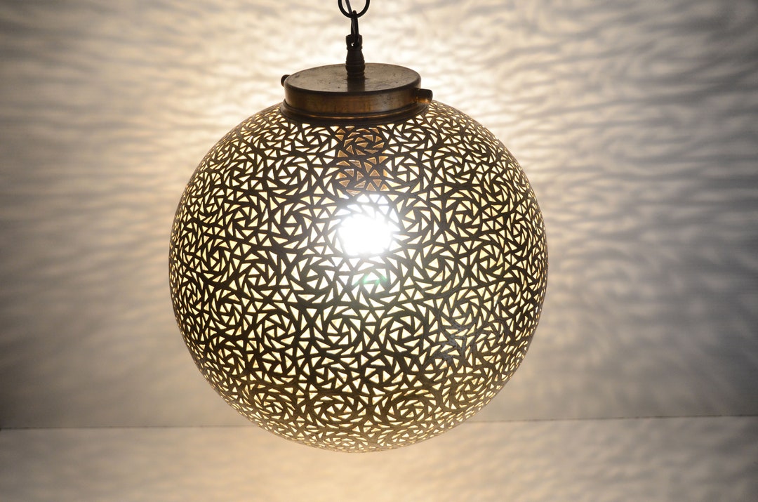 Handmade Brass Sphere Shadelamp, 12 Diameter, Rustic Elegance for Your ...