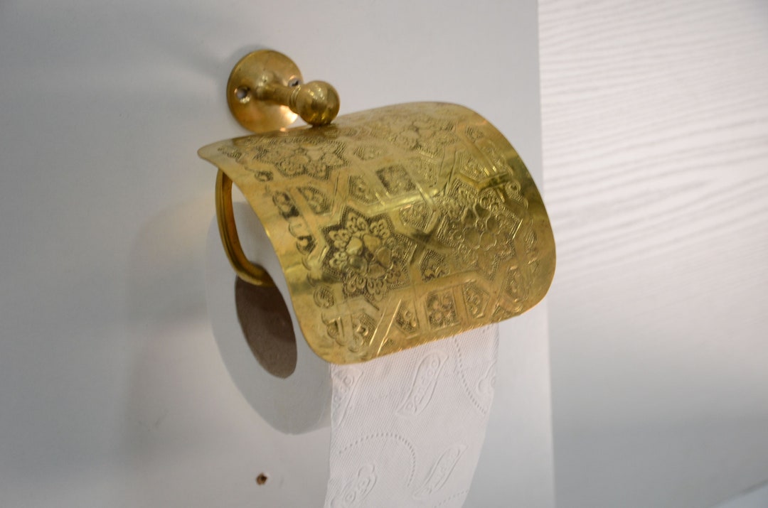 Vintage Brass Toilet Paper Holder, Ornamented Toilet Roll Hanger in ...