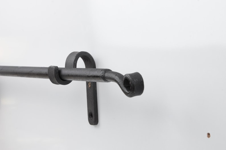 Wrought Iron Curtain Rod With Finials and Wall Supports, Wide Curtain ...