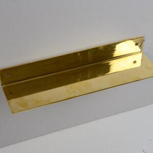 Long Unlacquered Brass Floating Shelf, Handcrafted Brass Shelving, Wall ...