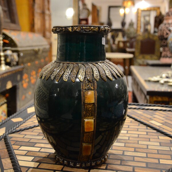 Antique Turquoise Pottery Vase - Etsy