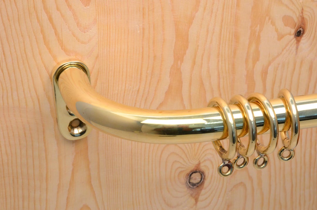 Unlacquered Brass Cafe Curtain Rod, French Return Solid Brass Curtain ...