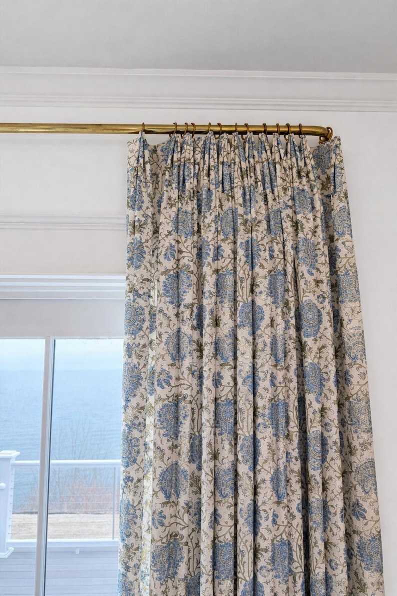 Brass French Return Curtain Rod With Solid Brass Rings, Minimalist ...