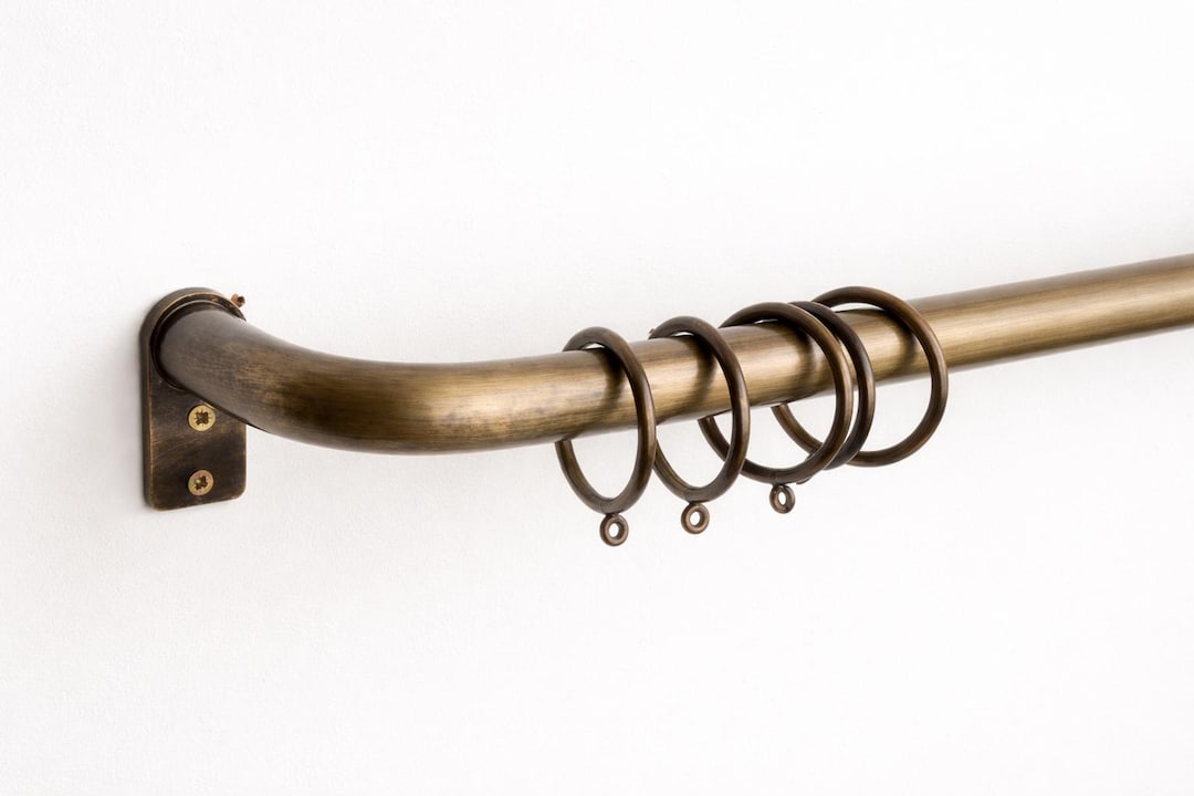 Solid Brass French Return Curtain Rod With Rings – Bronze Finish – 20mm ...