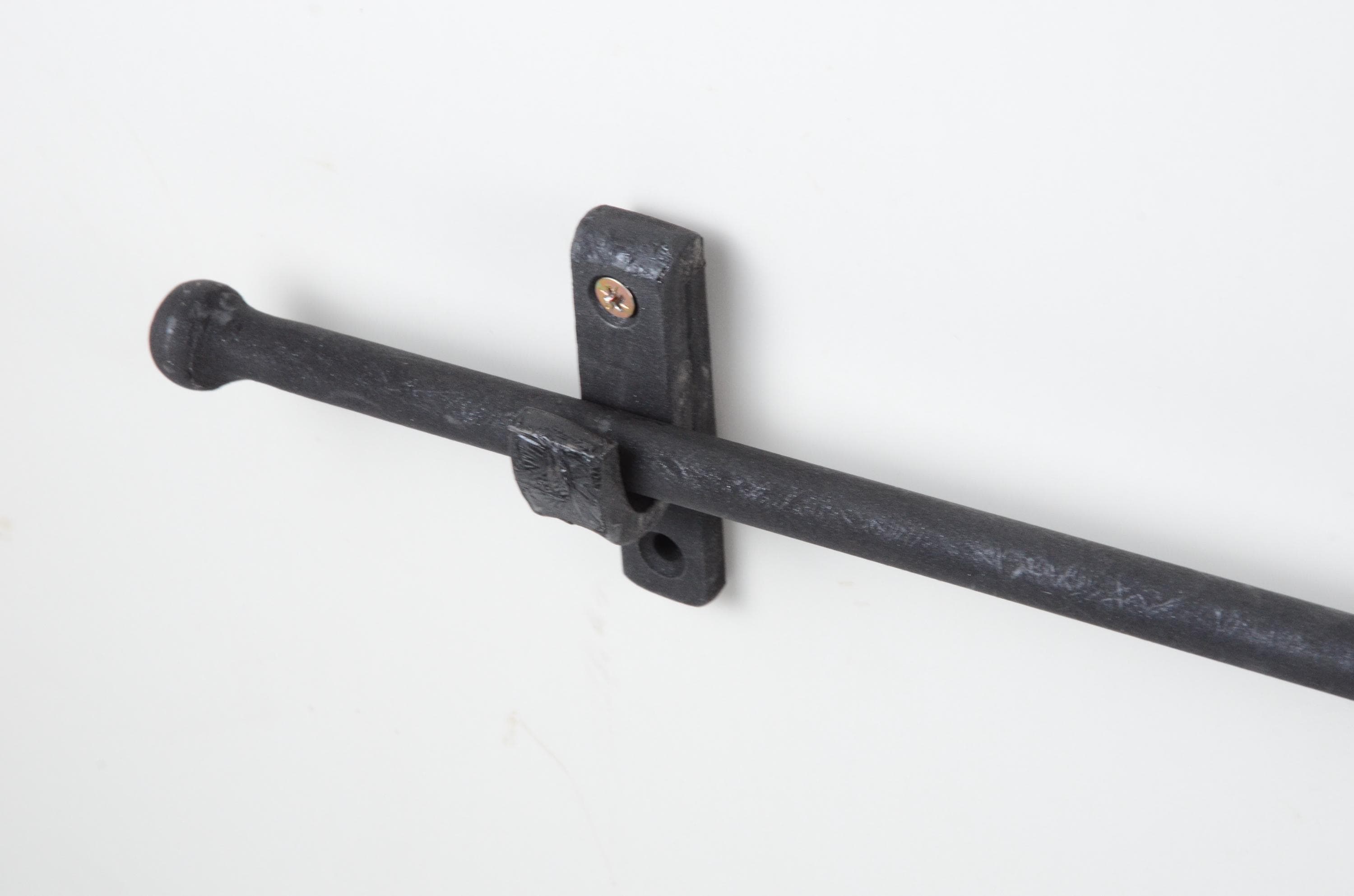 Wrought Iron Curtain Rod, Long Width Curtain Holder, Black Wrought Iron ...