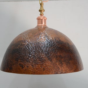 Handcrafted Copper Pendant Light Dome Shaped, Rustic Elegance for Your ...