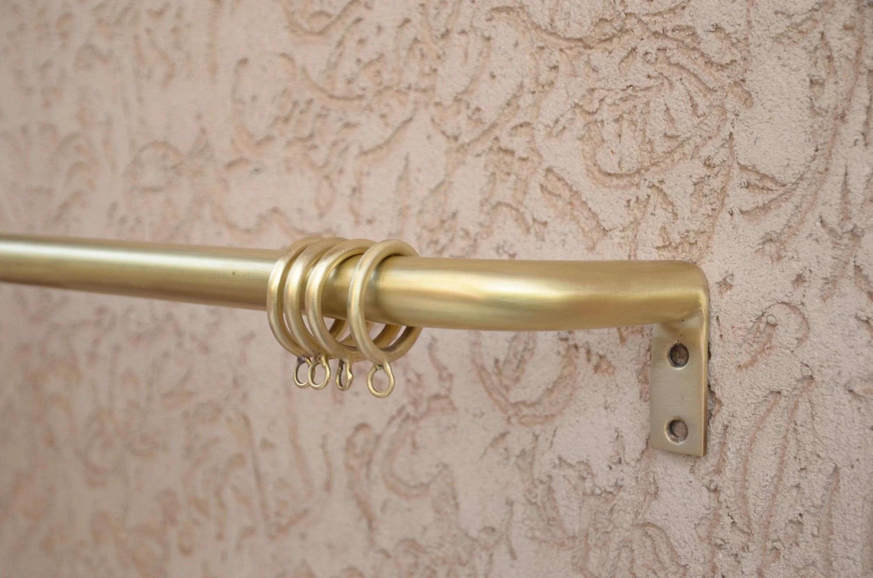 Brass French Return Curtain Rod With Solid Brass Rings, Minimalist ...