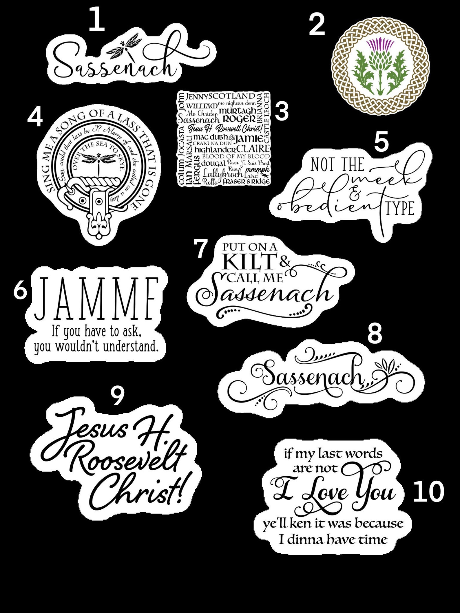 Outlander Stickers Outlander Gifts Outlander Art - Etsy