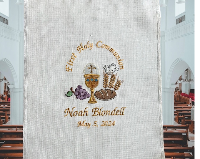 First Holy Communion Embroidered Pew Banner - Etsy