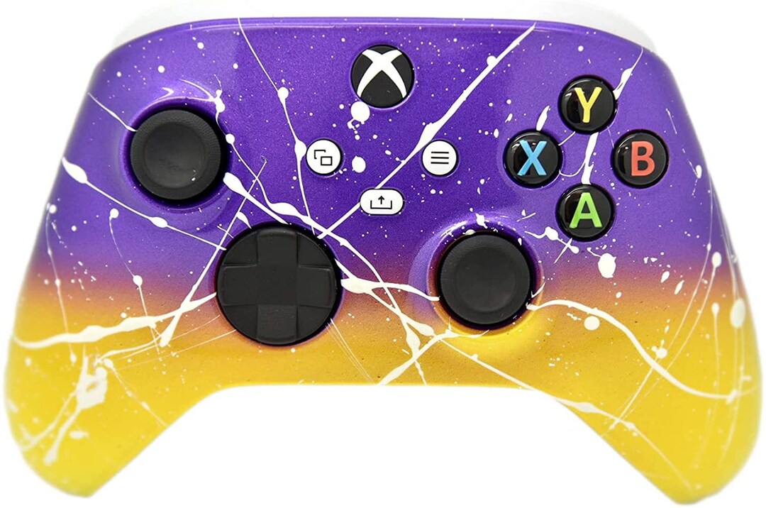 Purple and Yellow Hand Airbrushed Wireless Xbox Series X/S + Xbox One ...
